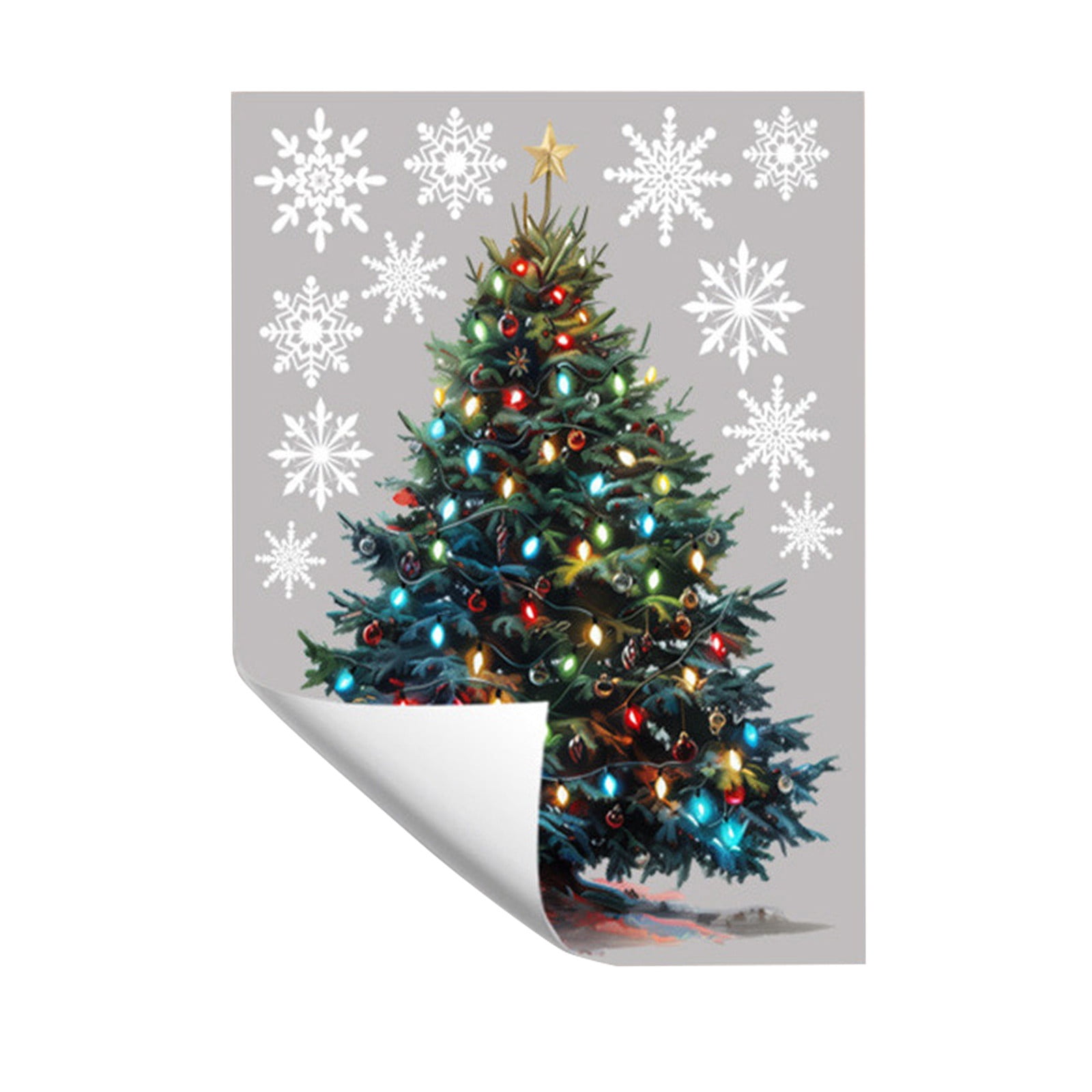 Costeam Christmas Tree Snowflake Colored Lights Window Stickers Double ...