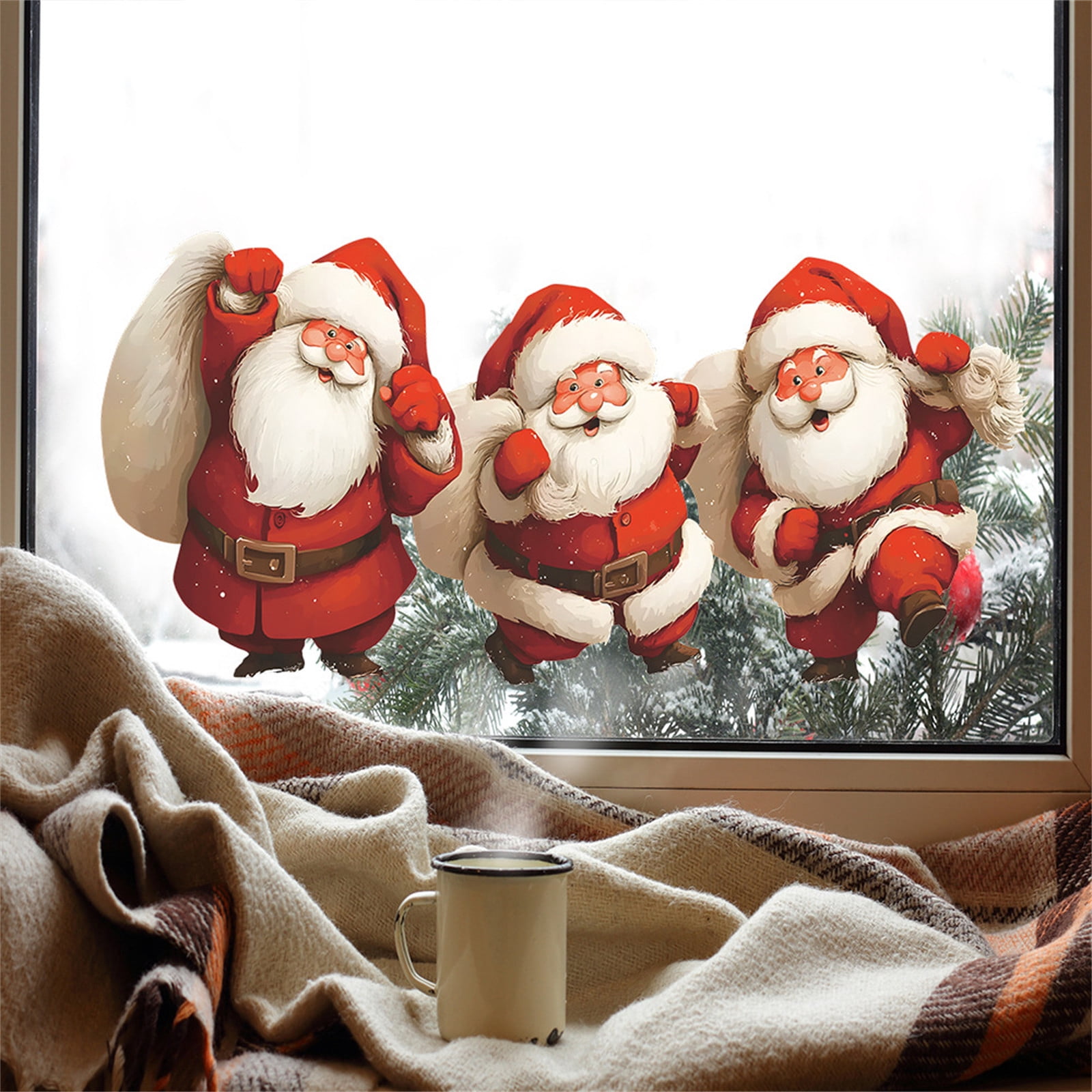 Costeam Christmas Window Clings, Christmas Window Decorations Santa ...