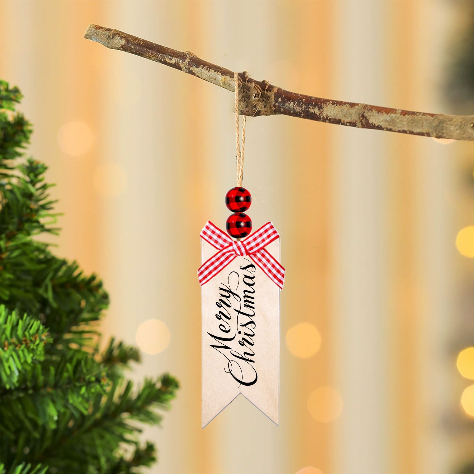 Costeam DIY Wooden Christmas Tree Hanging Tags Writeable Drawable Gift ...