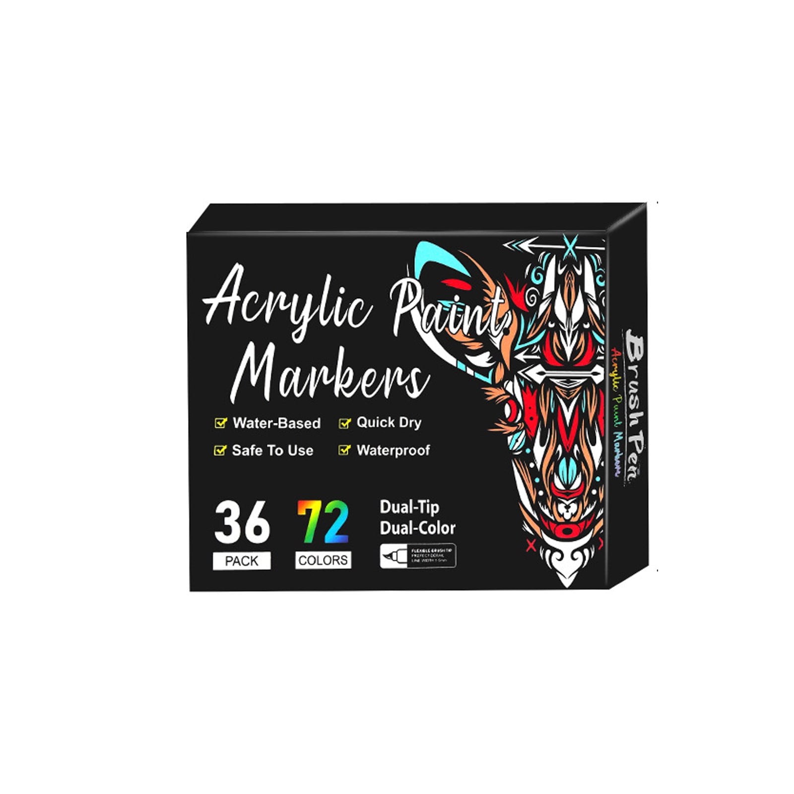 Costeam Double Ended Dual Color Acrylic Marker Pen for Nail Art，2 In 1 ...