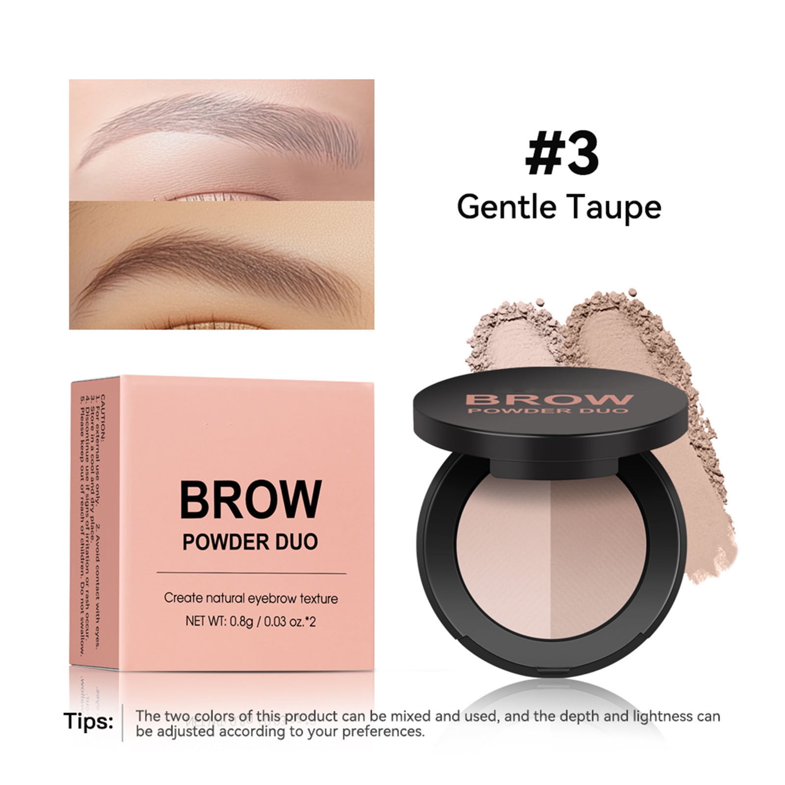 Costeam Dual Color Eyebrow Powder Set with Applicator for Brow Grooming ...