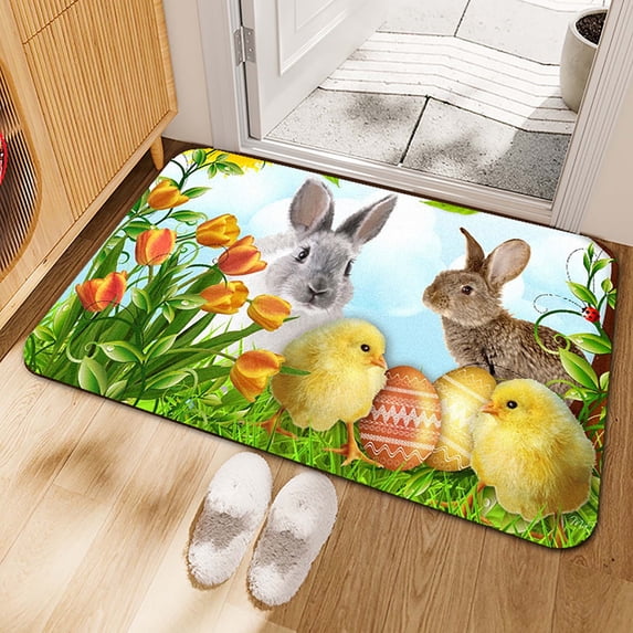 Costeam Easter Cartoon Egg Pattern Non Slip Floor Mat Soft Carpet for ...