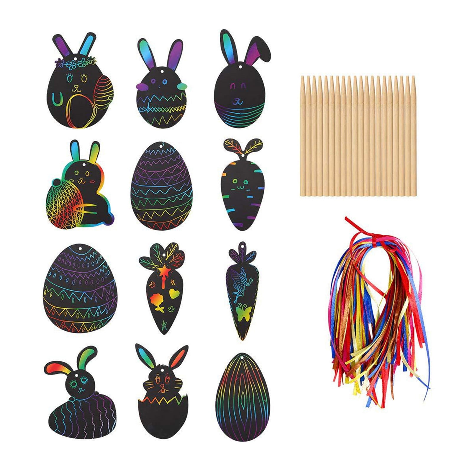Costeam Easter Creative Colorful DIY Scratch Art Paper Set，Interactive ...