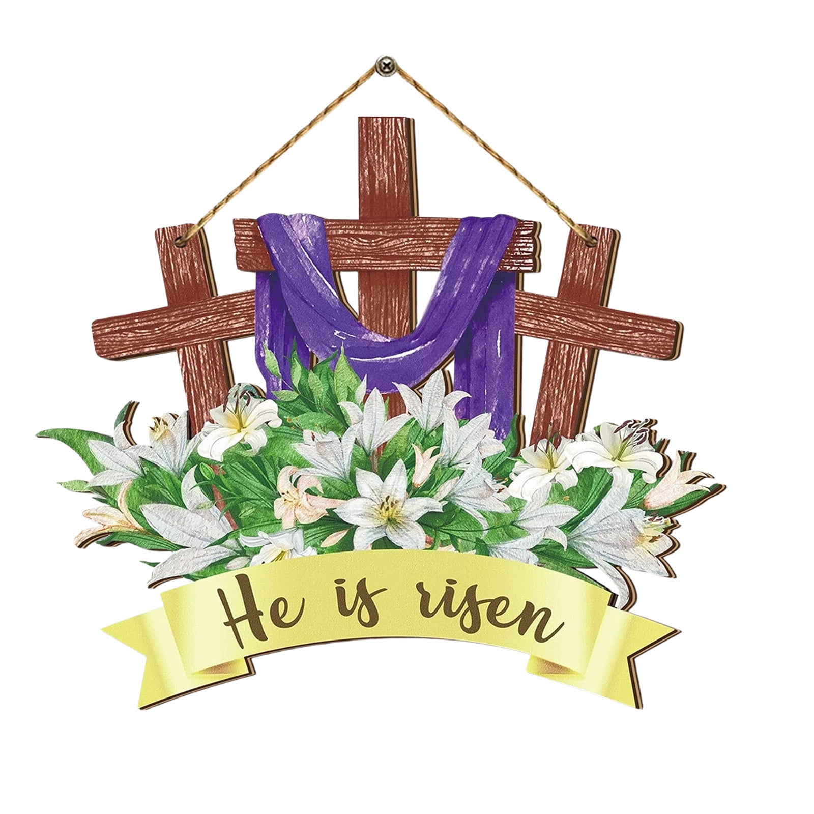 Costeam Easter Cross Wooden Decorative Plaque，Religious Themed Carved ...