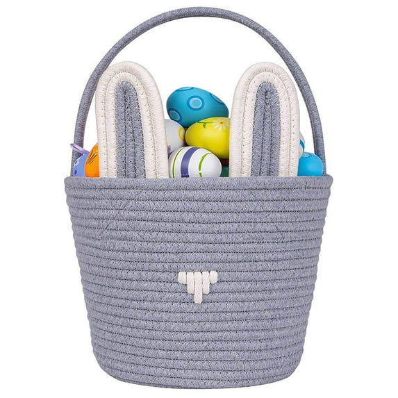 Costeam Easter Egg Shaped Handle Woven Basket，Cute Container for Egg ...