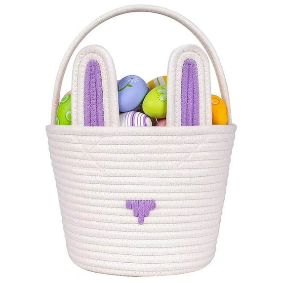 Costeam Easter Egg Shaped Handle Woven Basket，Cute Container for Egg ...