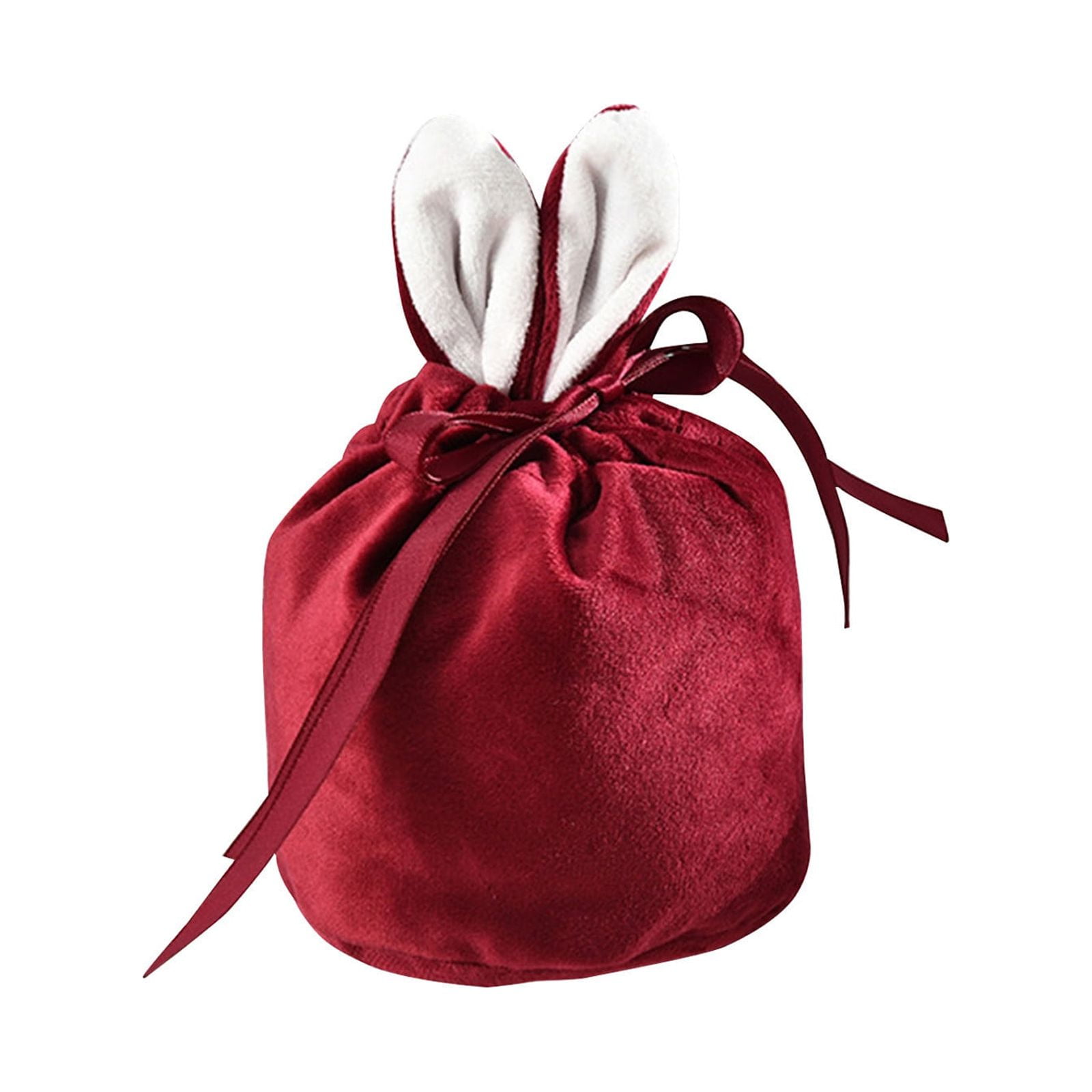 Costeam Easter Velvet Bunny Ear Decorative Pouch 1PC，Plush Fleece Candy ...