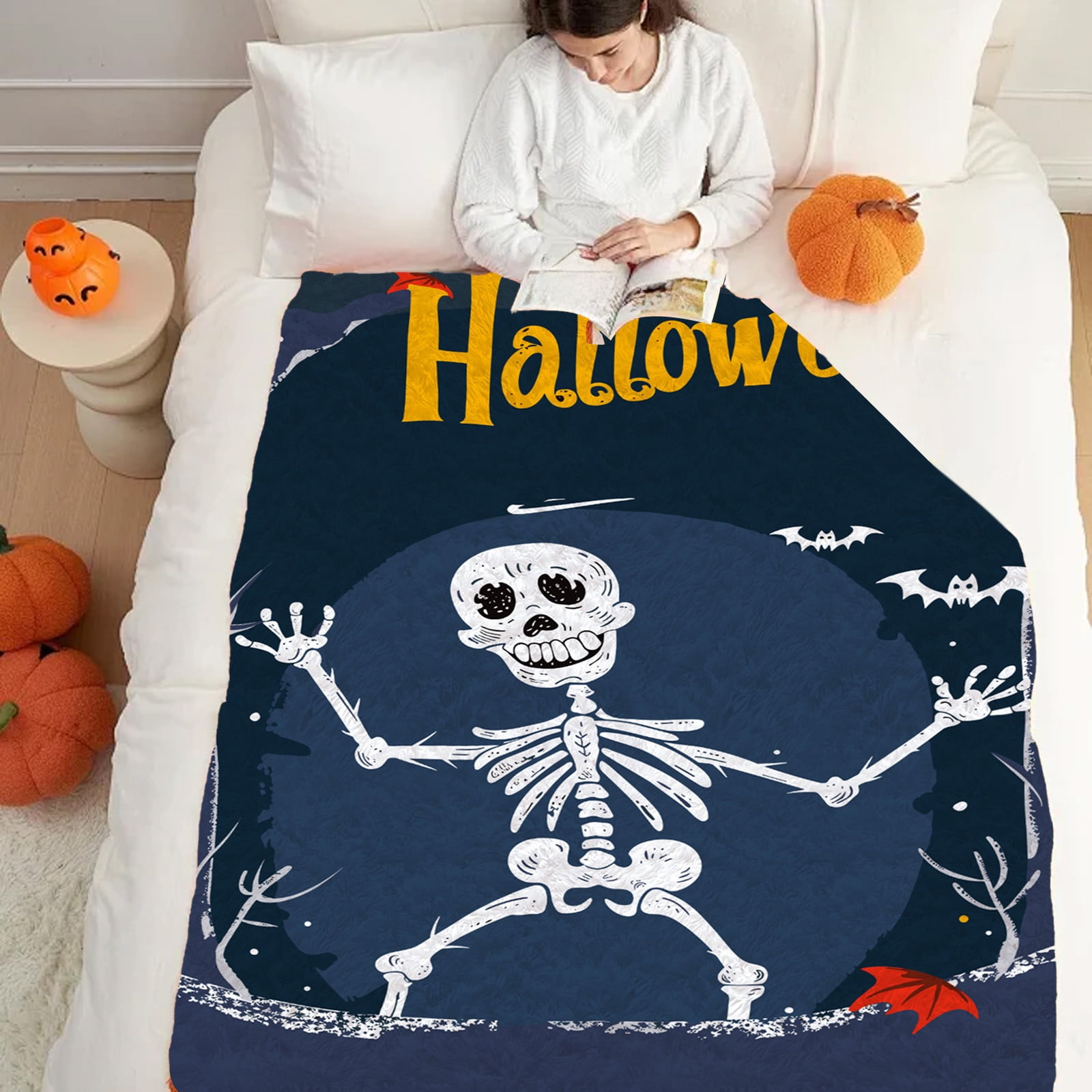 Costeam Gothic Skull Blanket Skeleton Bones Throw Blanket Hippie Fuzzy ...