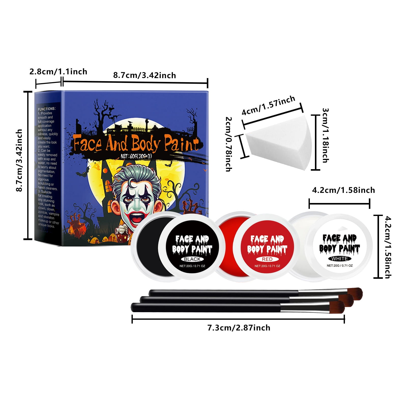 Costeam Halloween Face Paint Palette Set，Multi Color Pigment Kit for ...