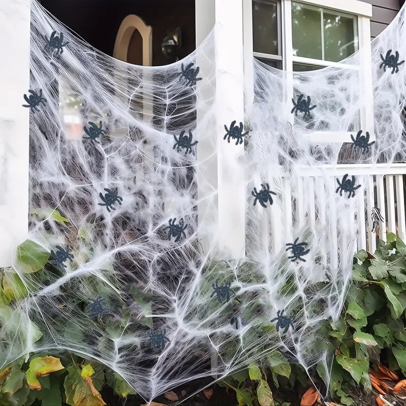 Costeam Halloween Spider Web Decoration – Large Round Stretchy Cobweb ...