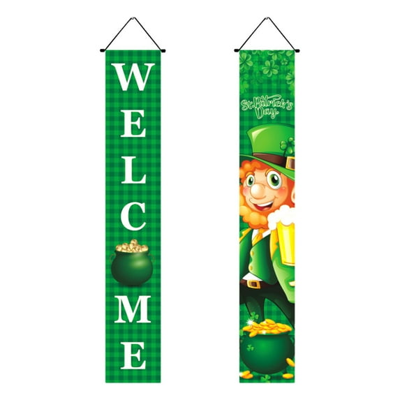 Costeam New Style St Patrick's Day Couplet Banner Set，Green Shamrock ...