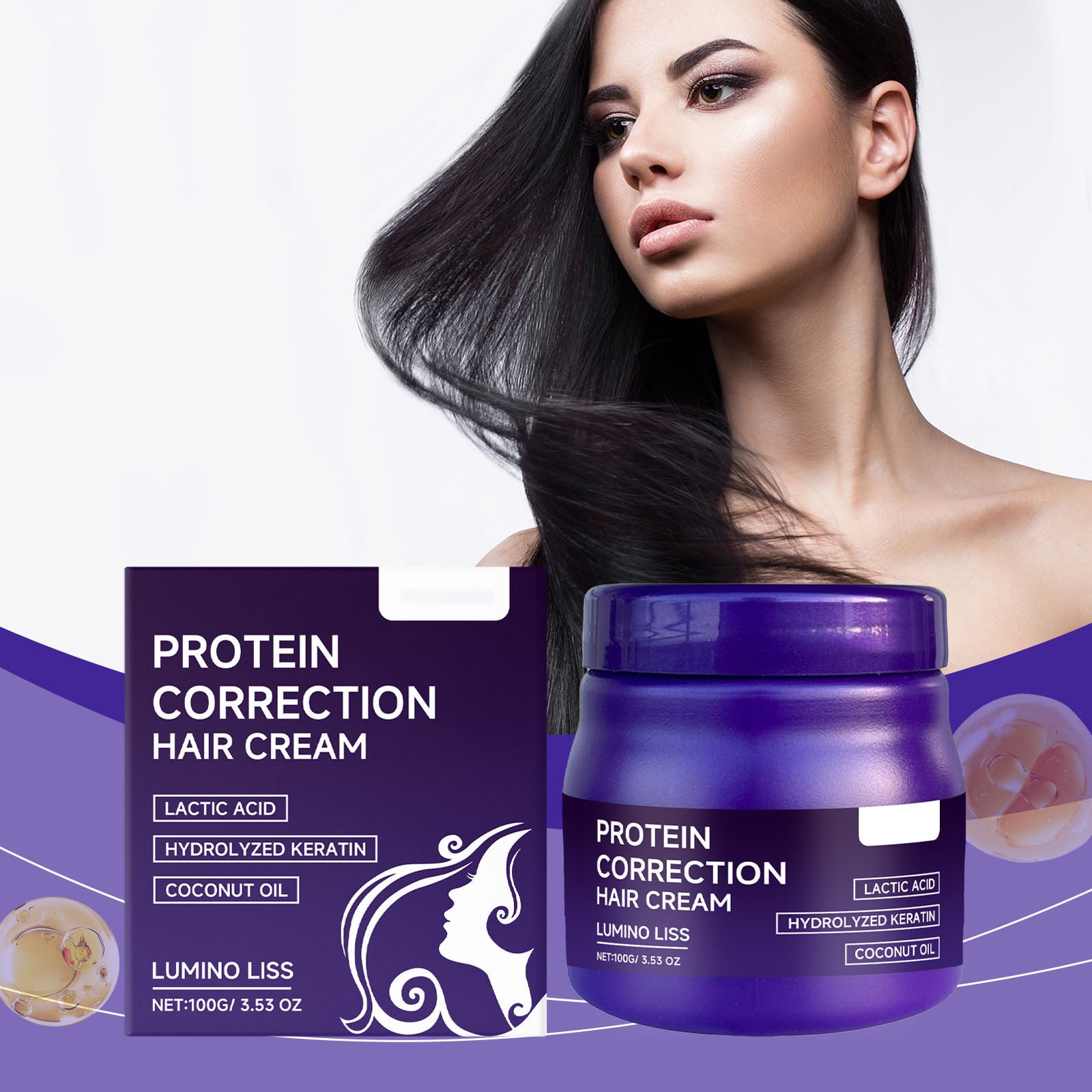Costeam Protein Straightening Hair Cream Smoothing Formula Tames Frizz ...