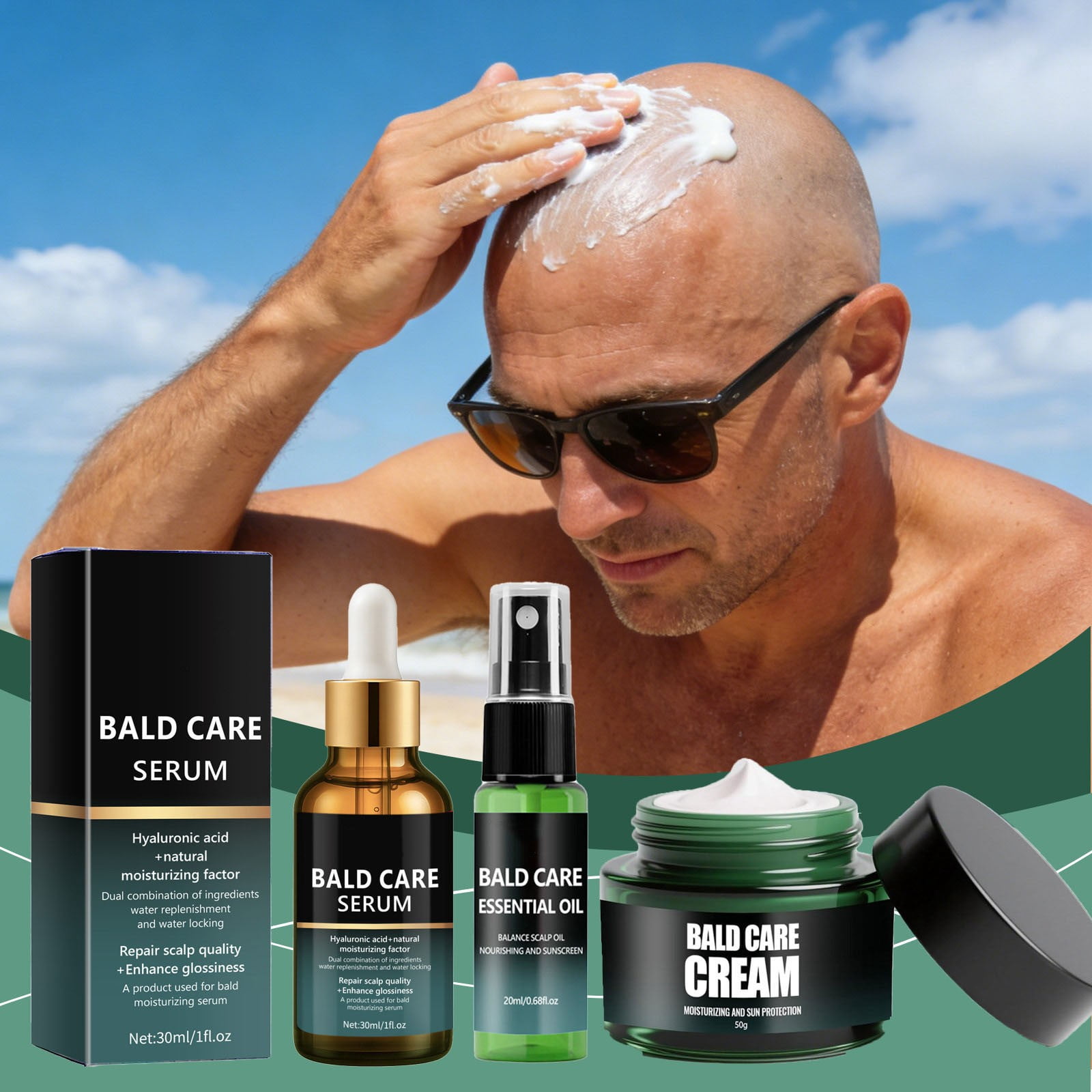 Costeam Scalp Care Set for Bald Head，Complete Grooming Kit for Scalp ...