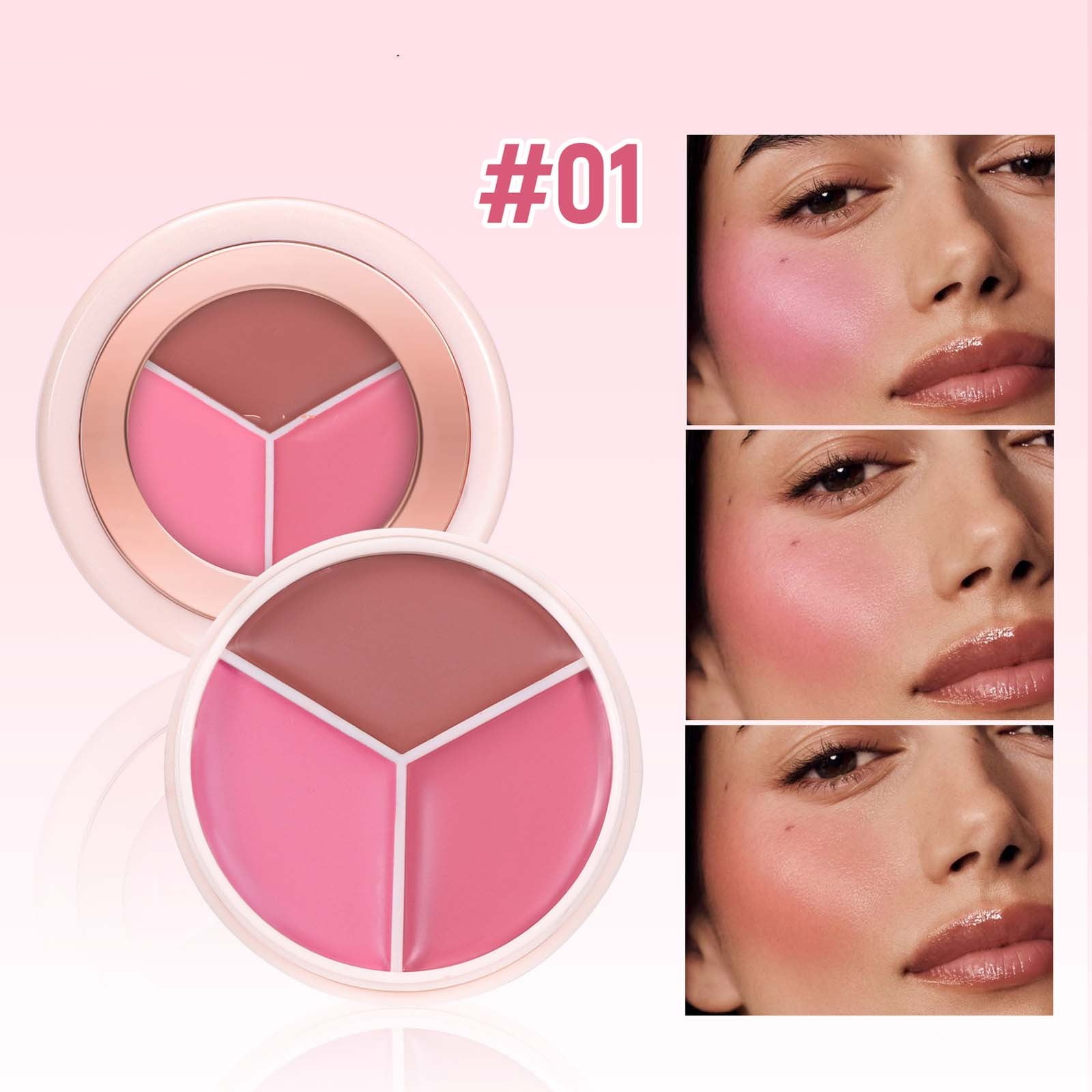 Costeam Three Color Blush Palette Powder Blush Set for Natural Cheek ...