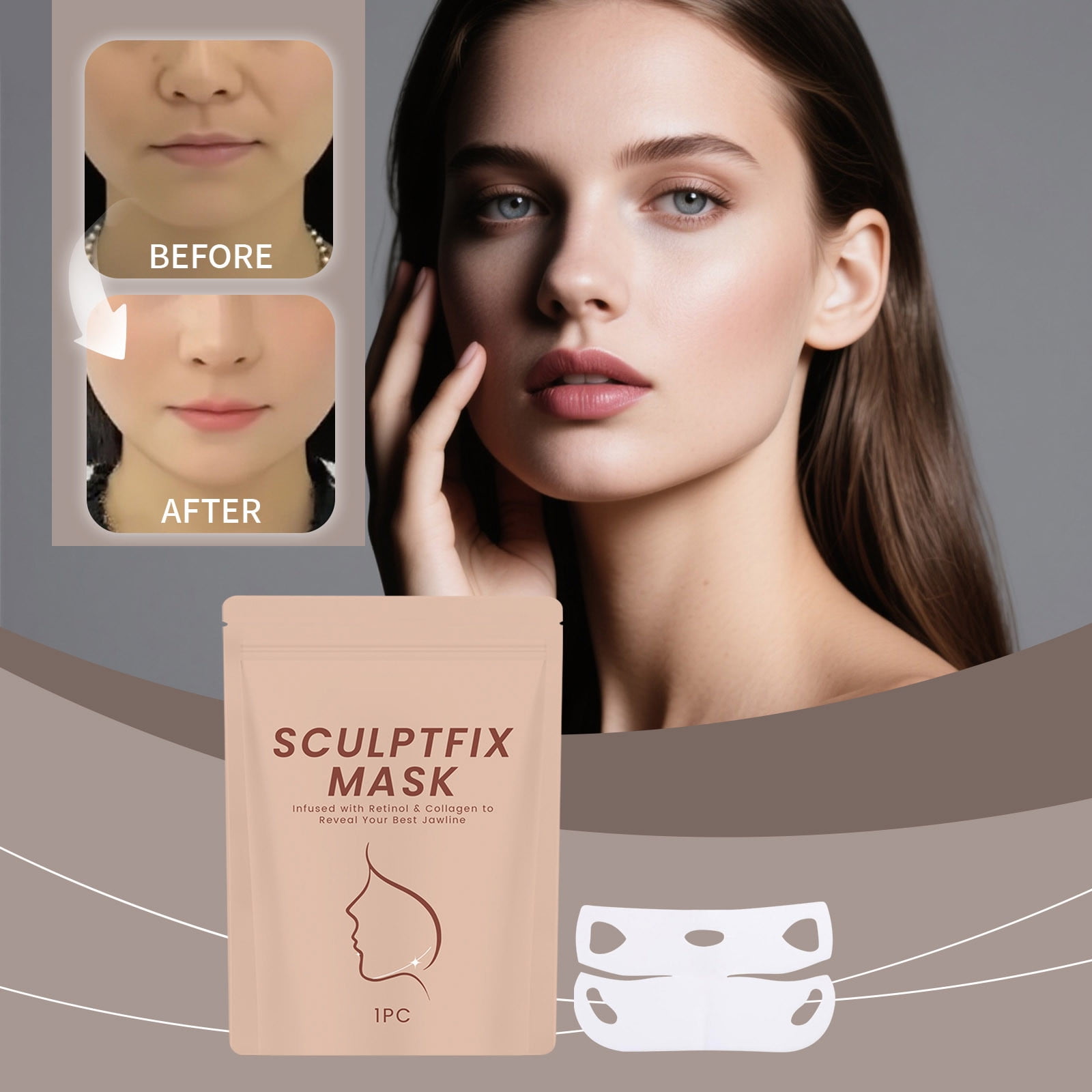 Costeam V Shape Chin Lifting Mask，Firming Sheet Mask for Jawline ...