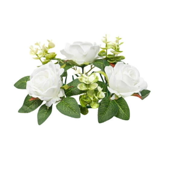 Costeam Valentine Day Artificial Rose Candle Wreath ,Romantic Tabletop ...