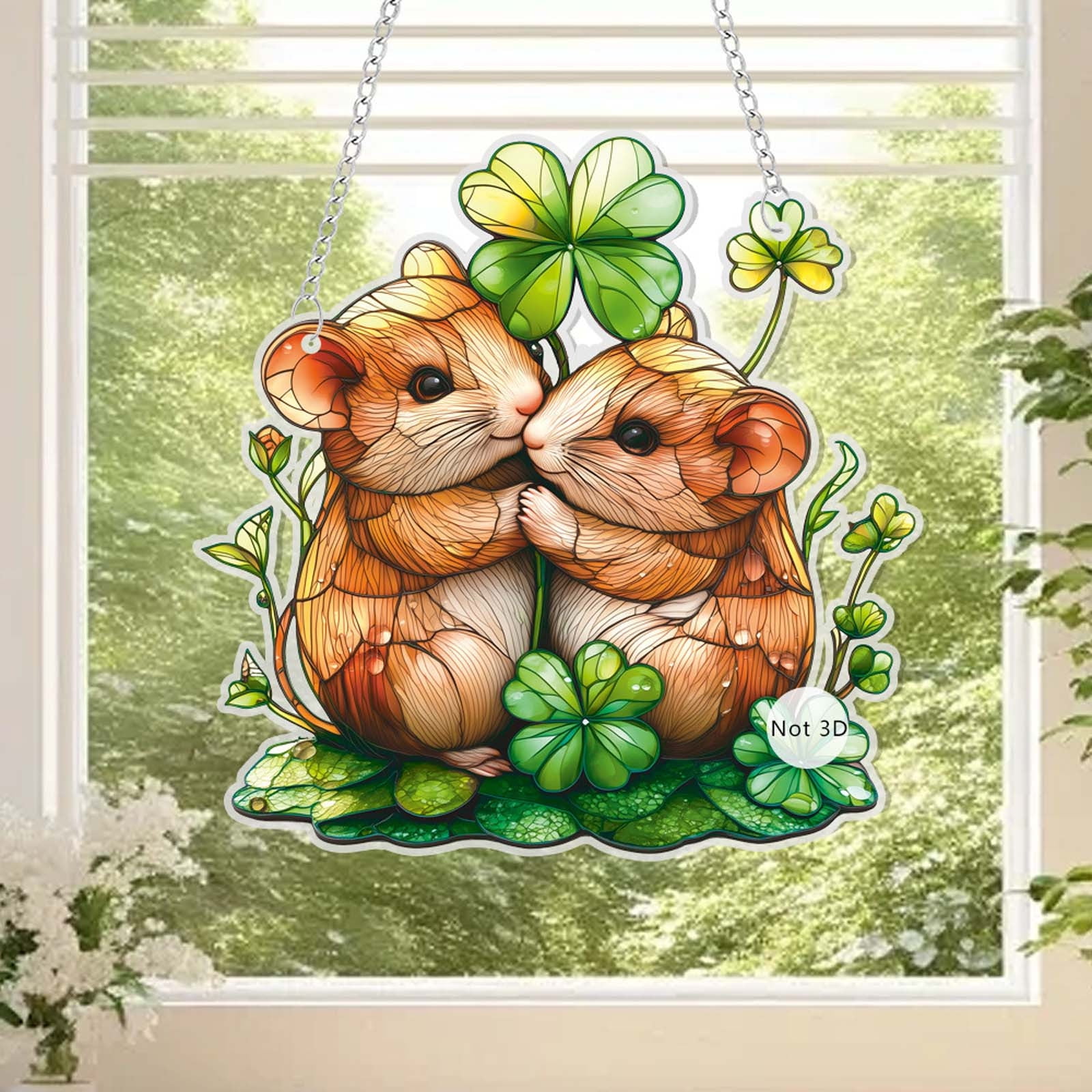 Costeam Valentine's Day Four Leaf Clover 2D Flat Acrylic Pendant ...
