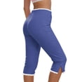 Costeam Womens 3/4 Length Stretch Capri Leggings with Side Slit and ...