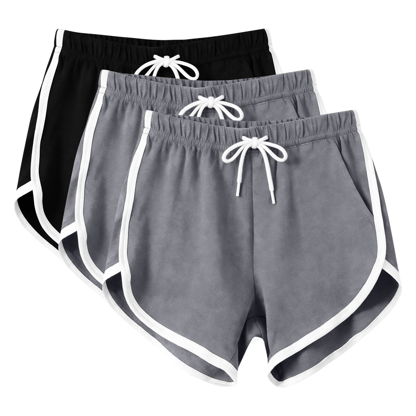 Costeam Womens 3 Piece Retro Sporty Color Block Trim Athletic Shorts ...