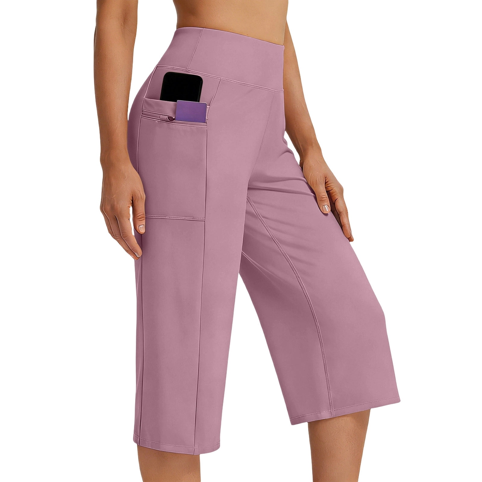 Costeam Womens High Waist Capri Yoga Pants with Zippered Side Pockets ...