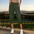 Costeam Womens High Waist Multi Cargo Pocket Mid Calf Capri Pants Side ...