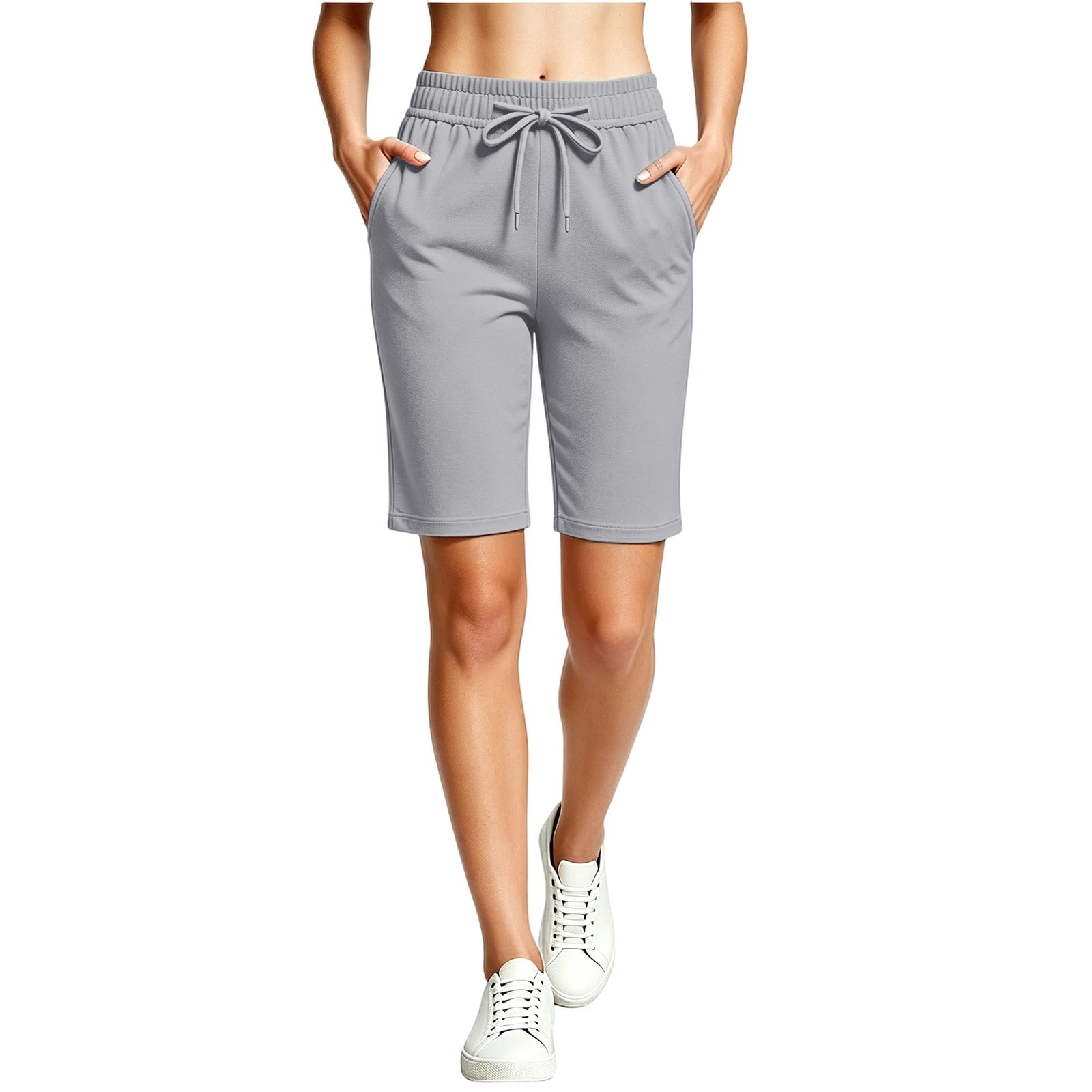 Costeam Womens Knee Length Bermuda Lounge Shorts Elastic Drawstring ...