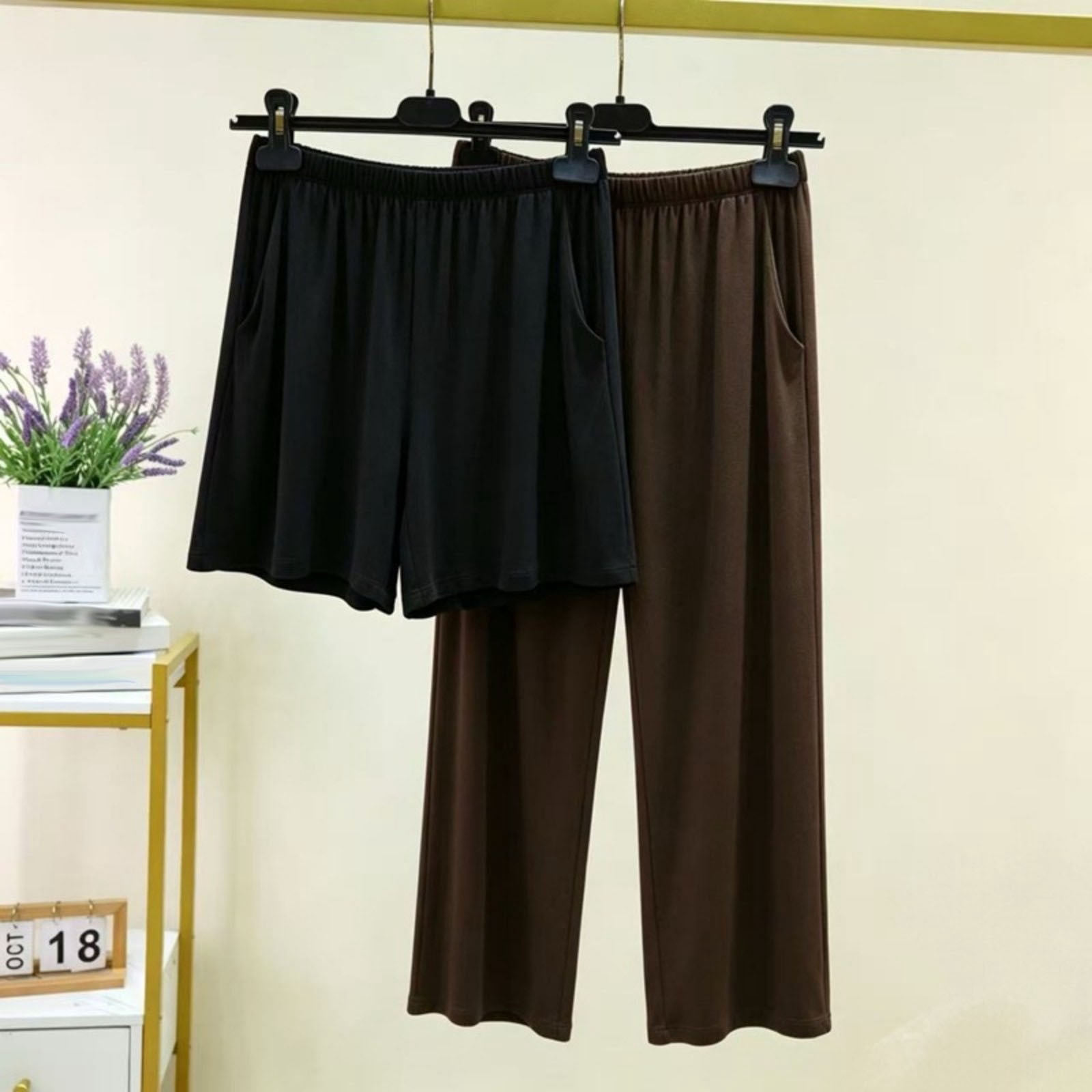 Costeam Womens Solid Dual Piece Loungewear Matching Set Elastic Waist ...