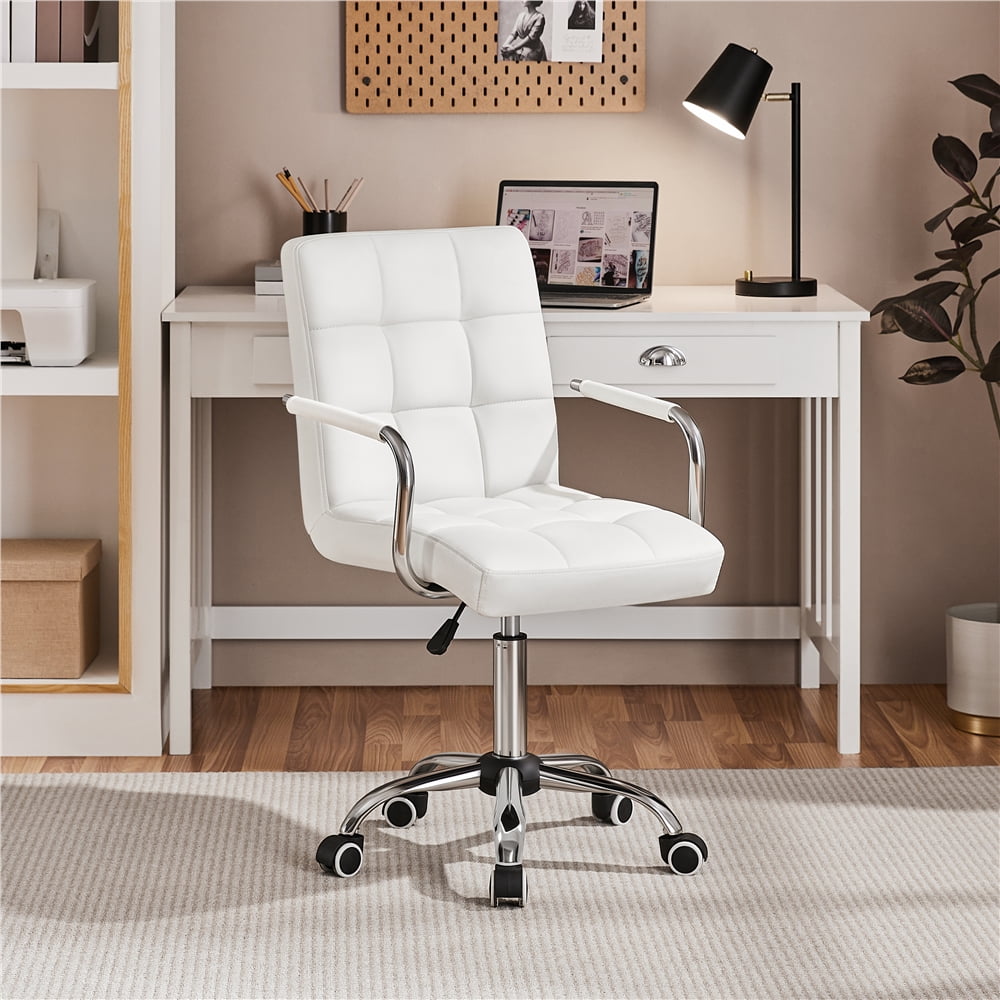 Costoffs Stylish Office Chair Height Adjustable Mid Back PU Leather 360 ...