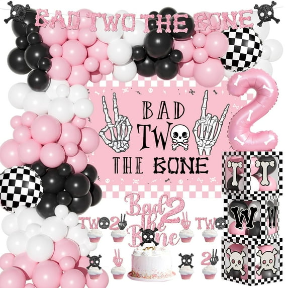 Costova Bad Two the Bone Party Decorations Girl - 110 PCs Bad 2 the Bone Party Supplies with ...