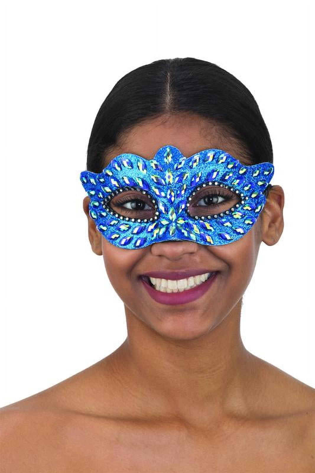 Costume Accessory- Blue Faux Jeweled Mask w/ Elastic Strap - Walmart.com