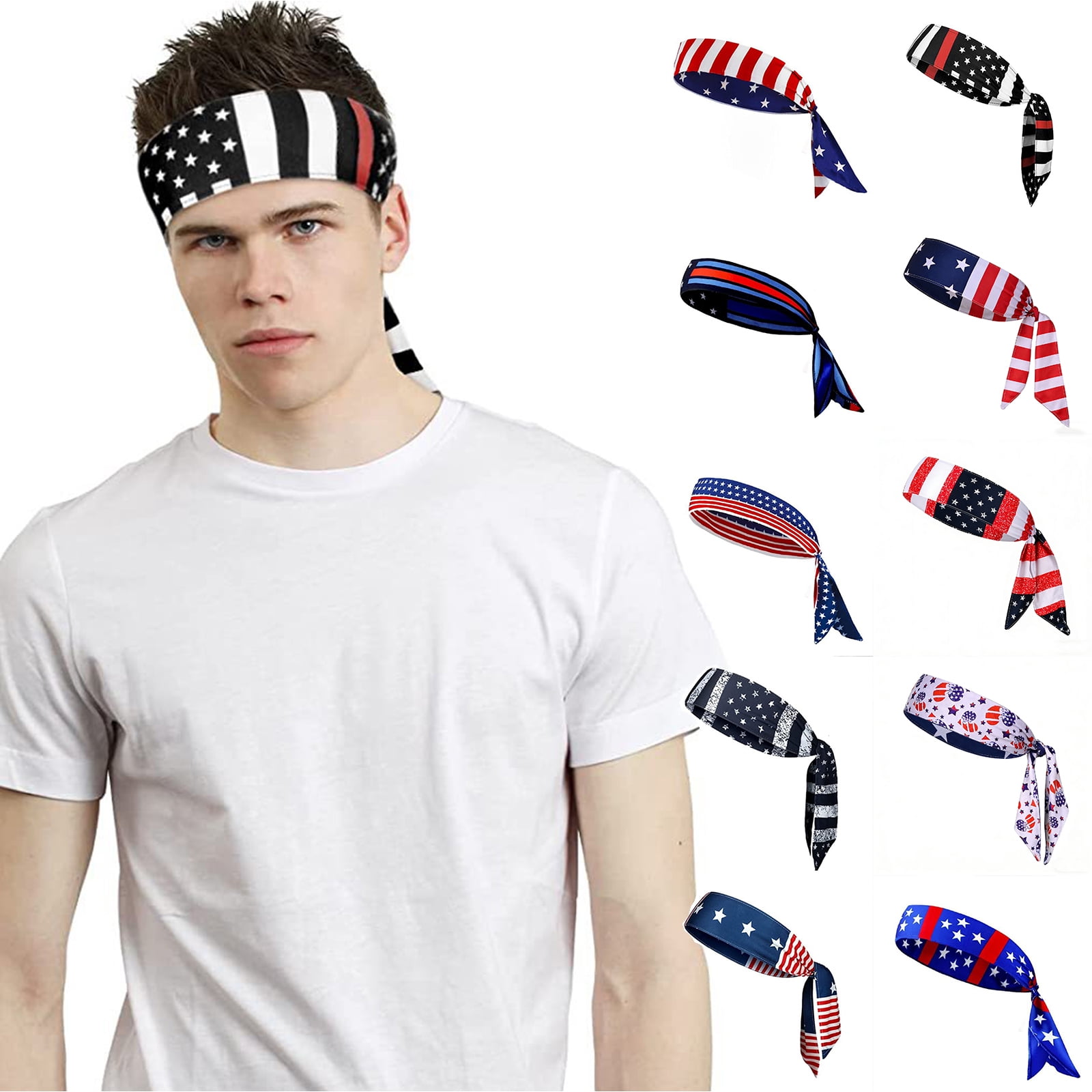 Costume Adventure American Flag Bandana Headband Men's Patriotic ...