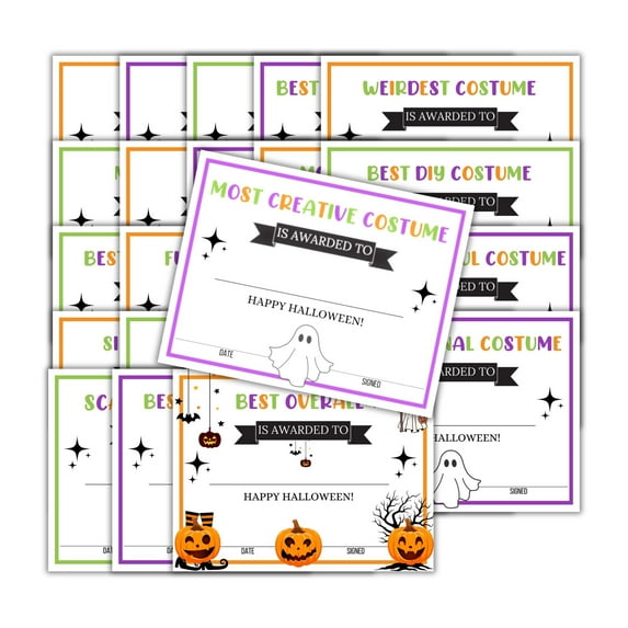 Costume Contest Awards Certificates Winners 24pk 8.5x11 Printed ...