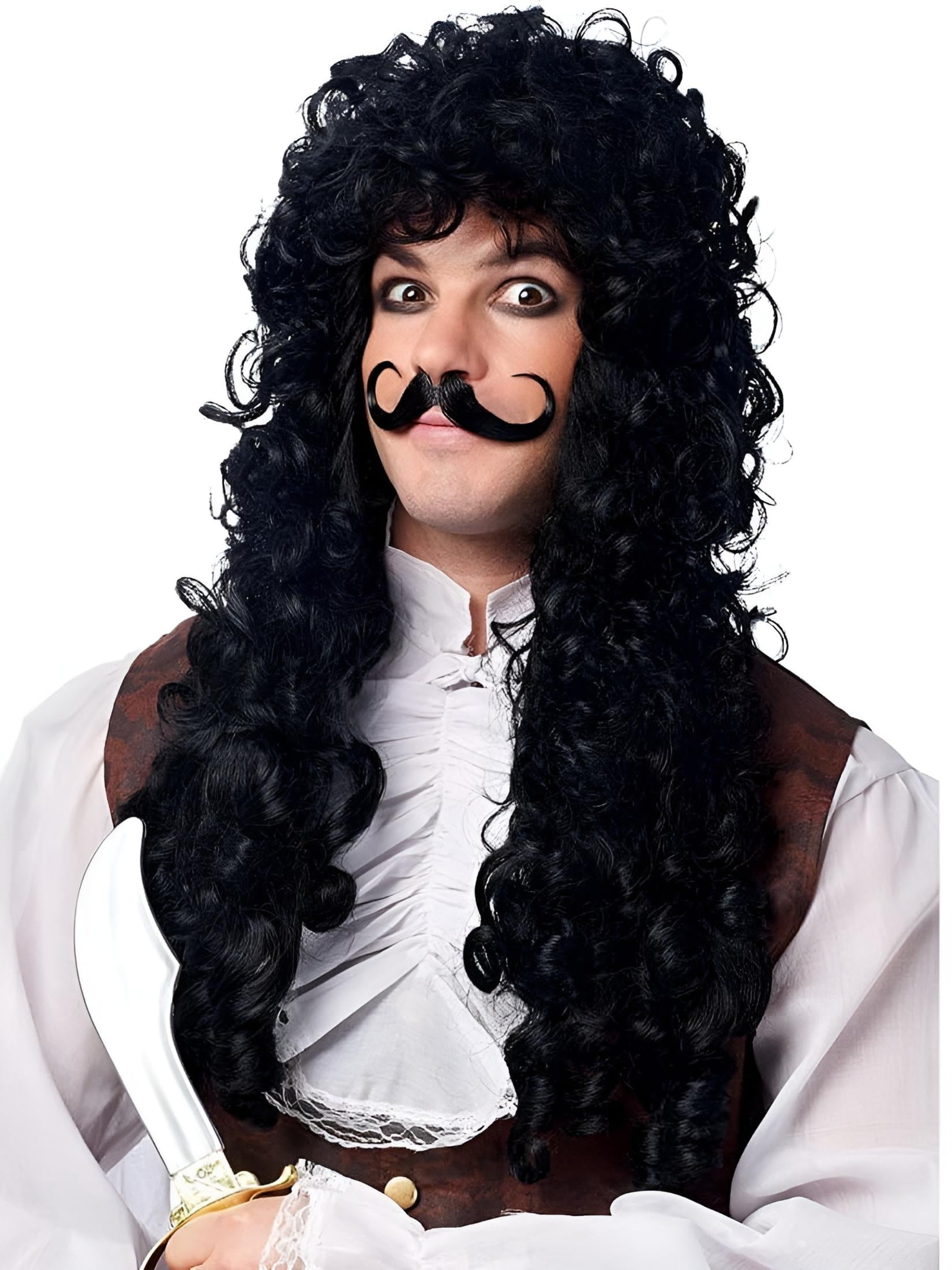 Franco Costume Culture Captain Hook Wig & Mustache, Adult, Black ...