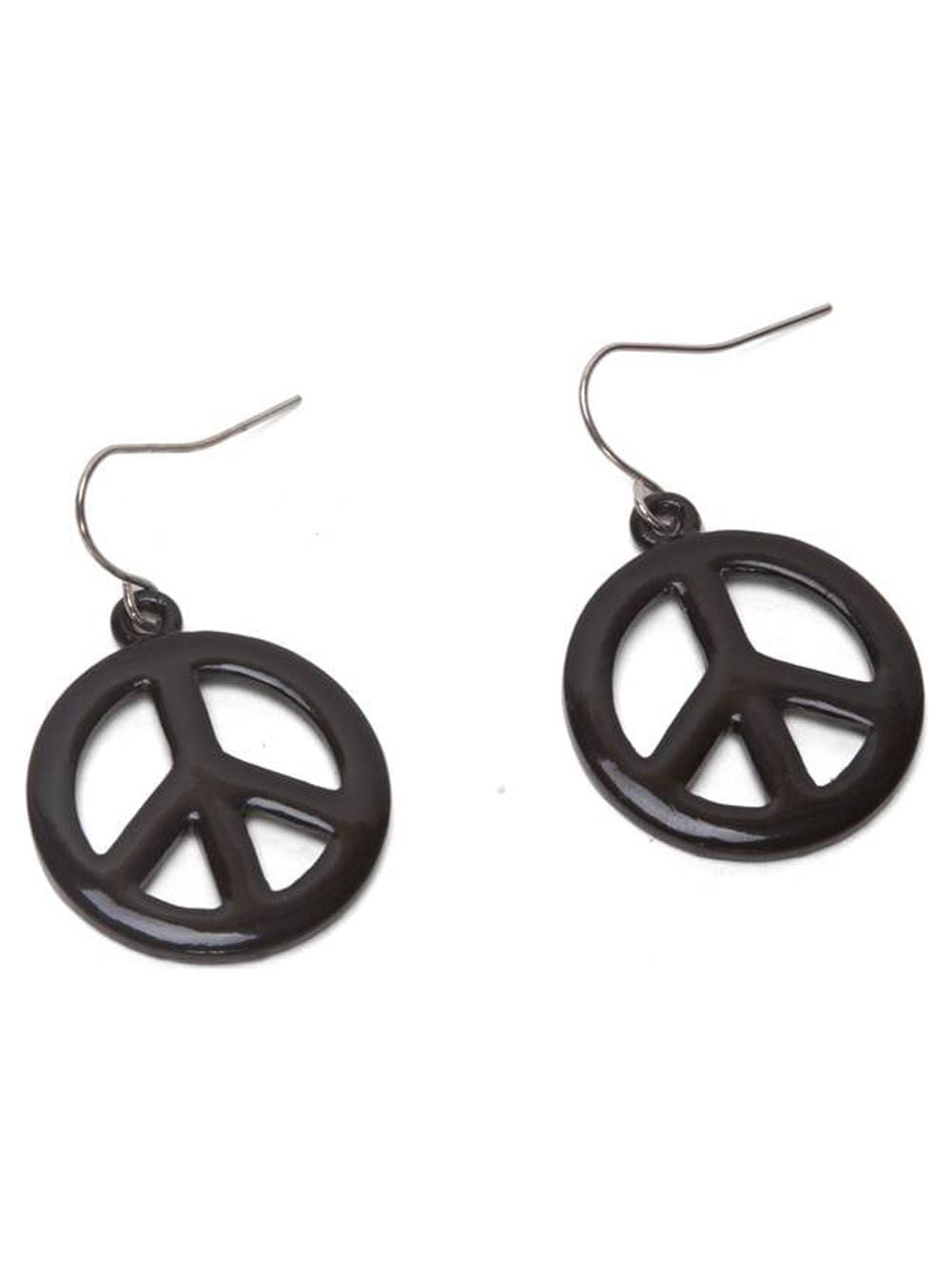 Costume Earrings - Peace Sign - Black - Walmart.com
