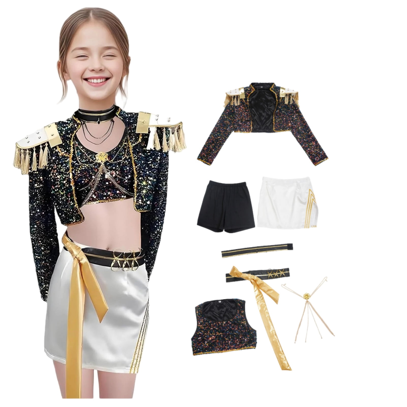 Costume Girls Dress up Rumii Crop Top Skirt Pop Stars DemonHunters ...