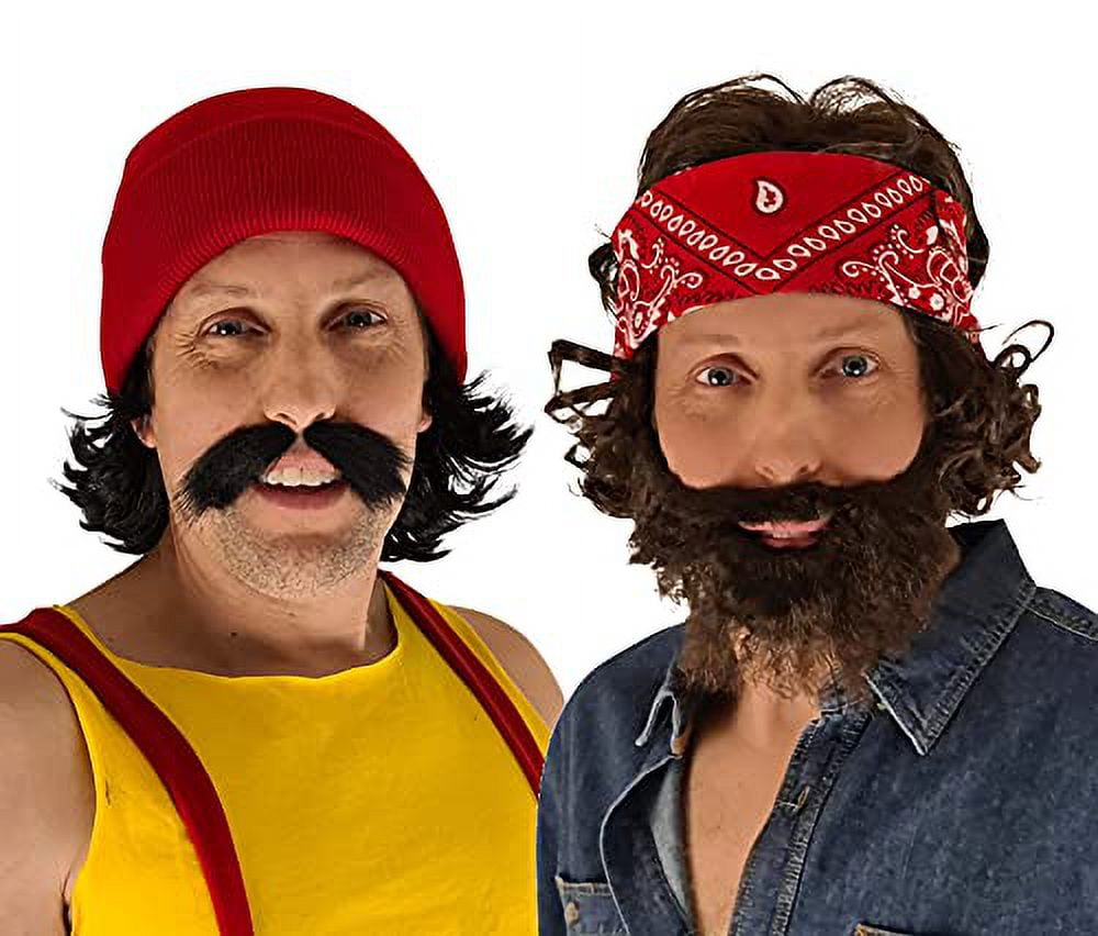 Costume Set Bandana Wig and Beard with Beanie Mustache Wig Set - Cheech ...
