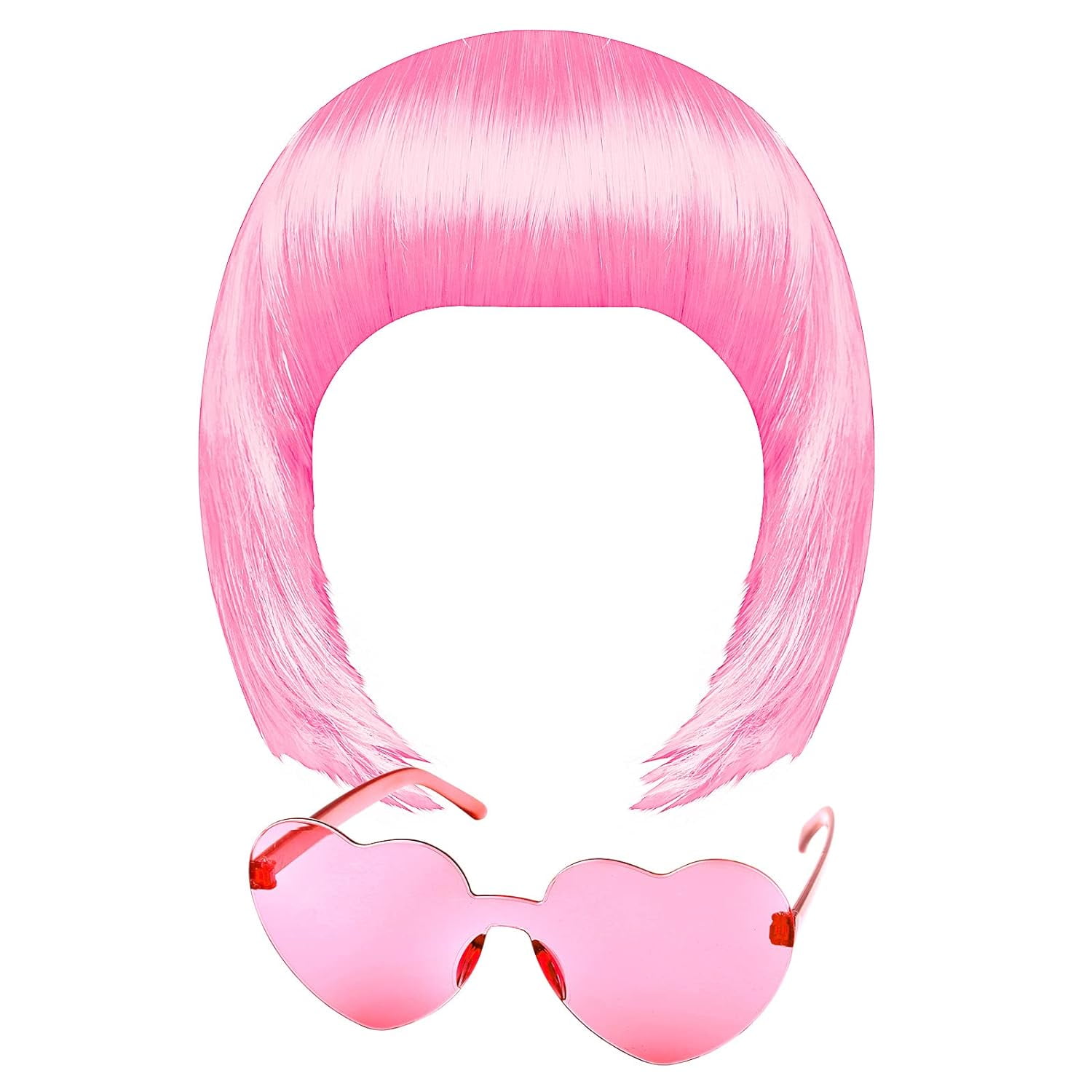 My Costume Wigs Short Bob Wig and Sunglass Set, Neon Colored Wigs ...