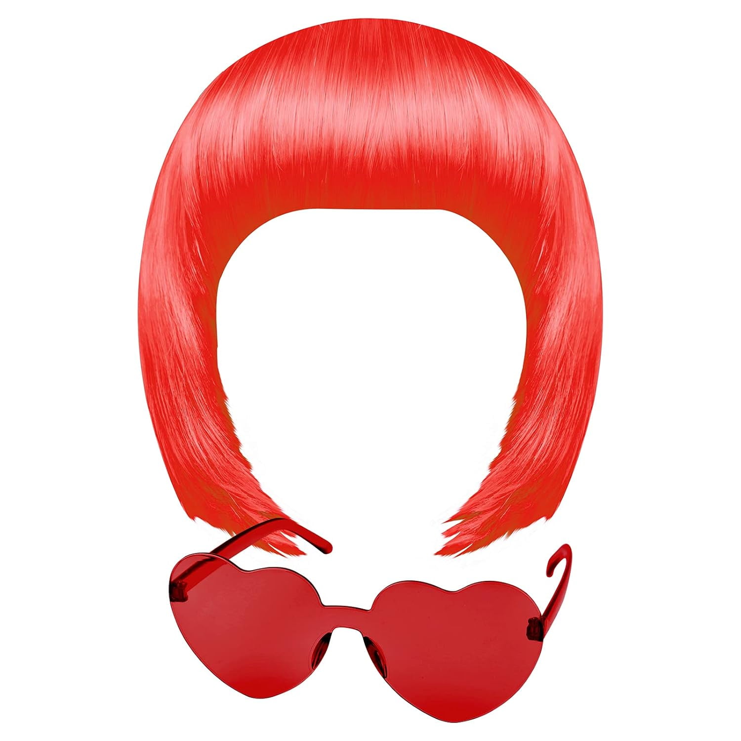 My Costume Wigs Short Bob Wig and Sunglass Set, Neon Colored Wigs ...