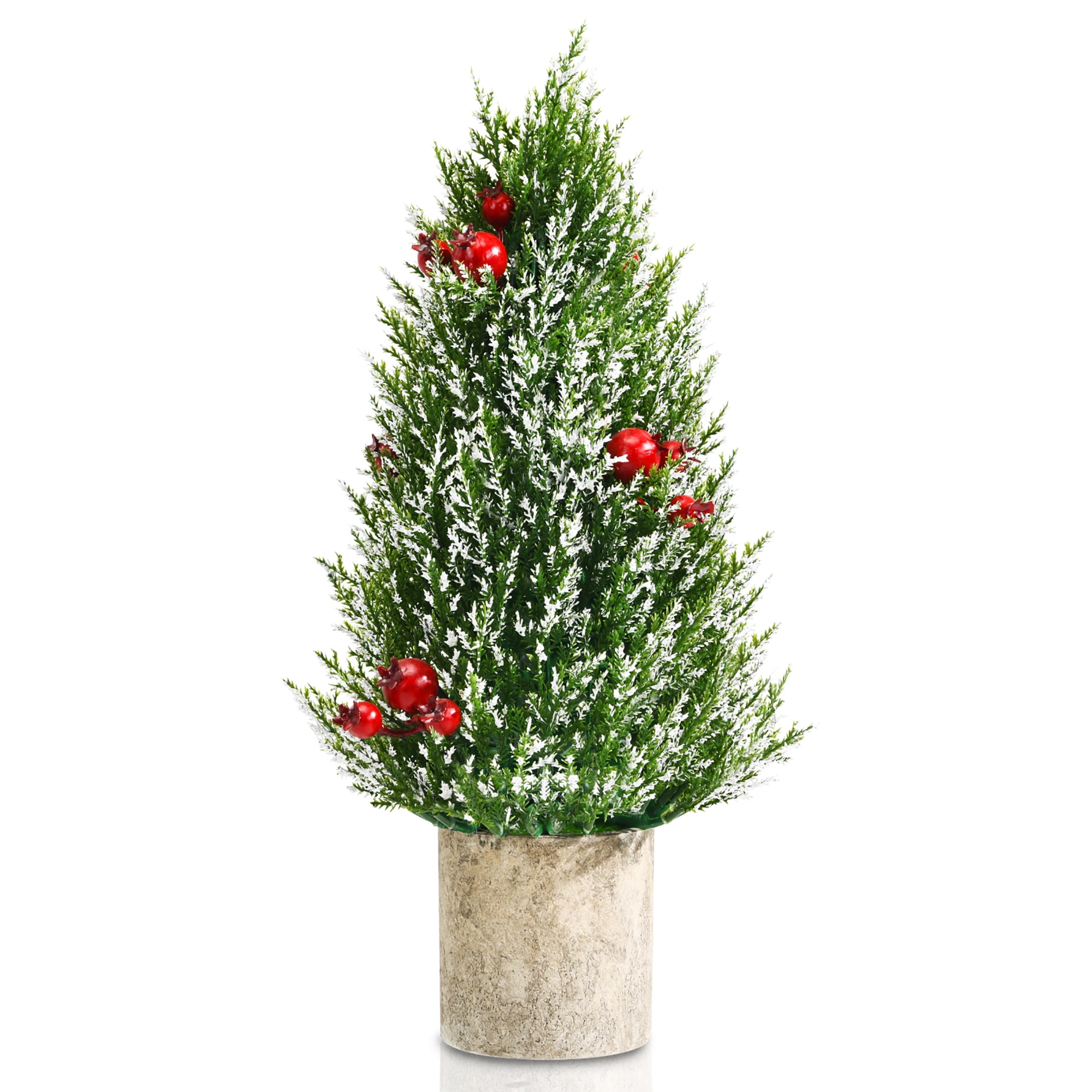 Costway 1.54 FT Snowy Tabletop Christmas Tree w/ 170 PE Branch Tips ...