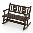 Costway Patio Rocking Loveseat: Carbonized Wood Double Rocker Chair for ...