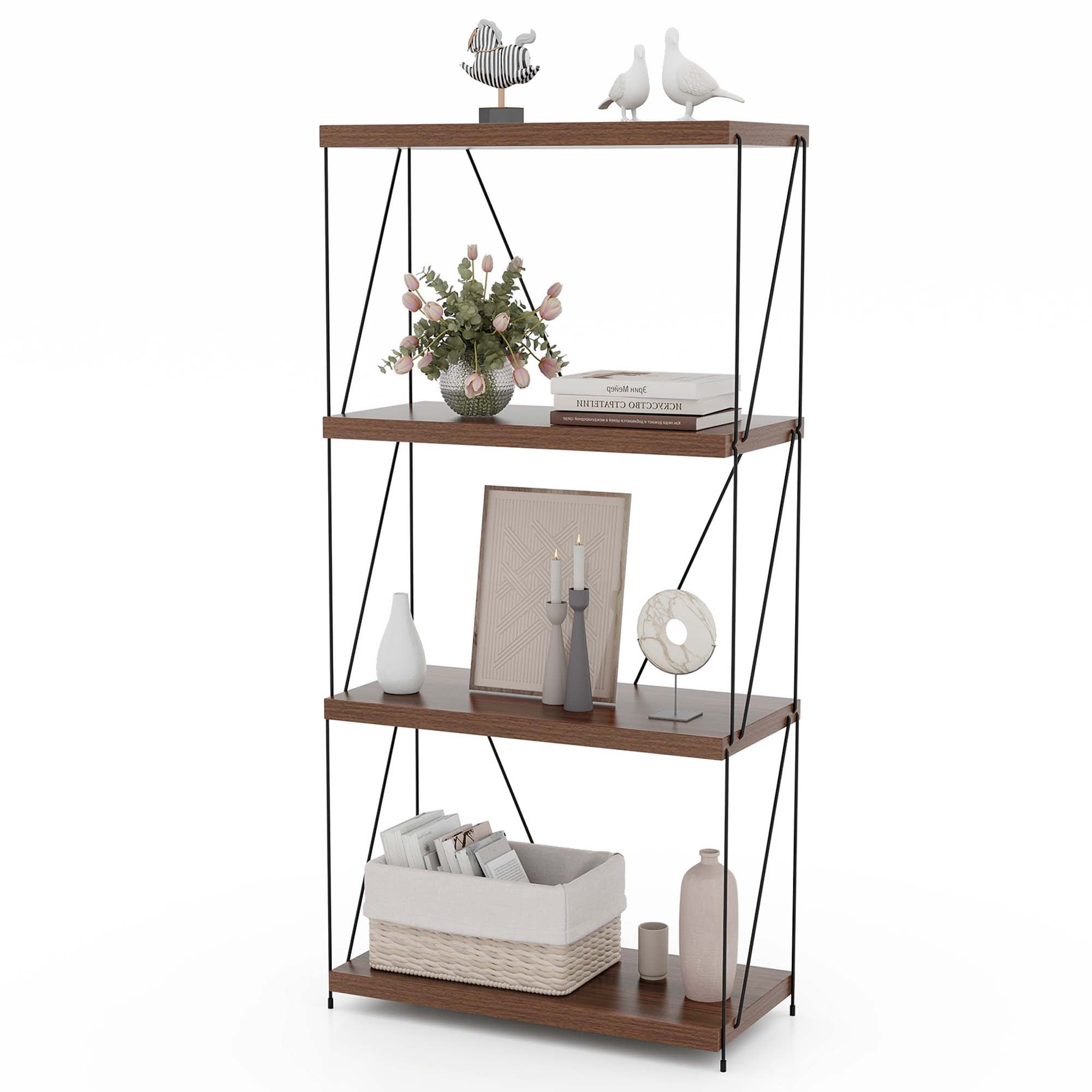 Costway 1 PCS 4-Tier Multipurpose Display Rack Freestanding Bookcase ...