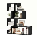 Costway 1 PCS 5-Tier S-Shaped Bookshelf with Open Cubes Anti-Toppling ...