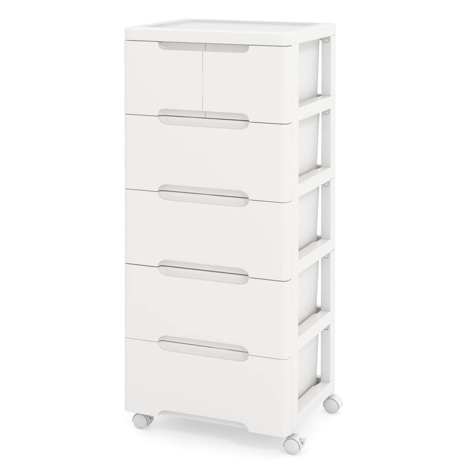 Costway 1 PCS 6-Drawer Plastic Rolling Storage Cart with 4 Universal ...