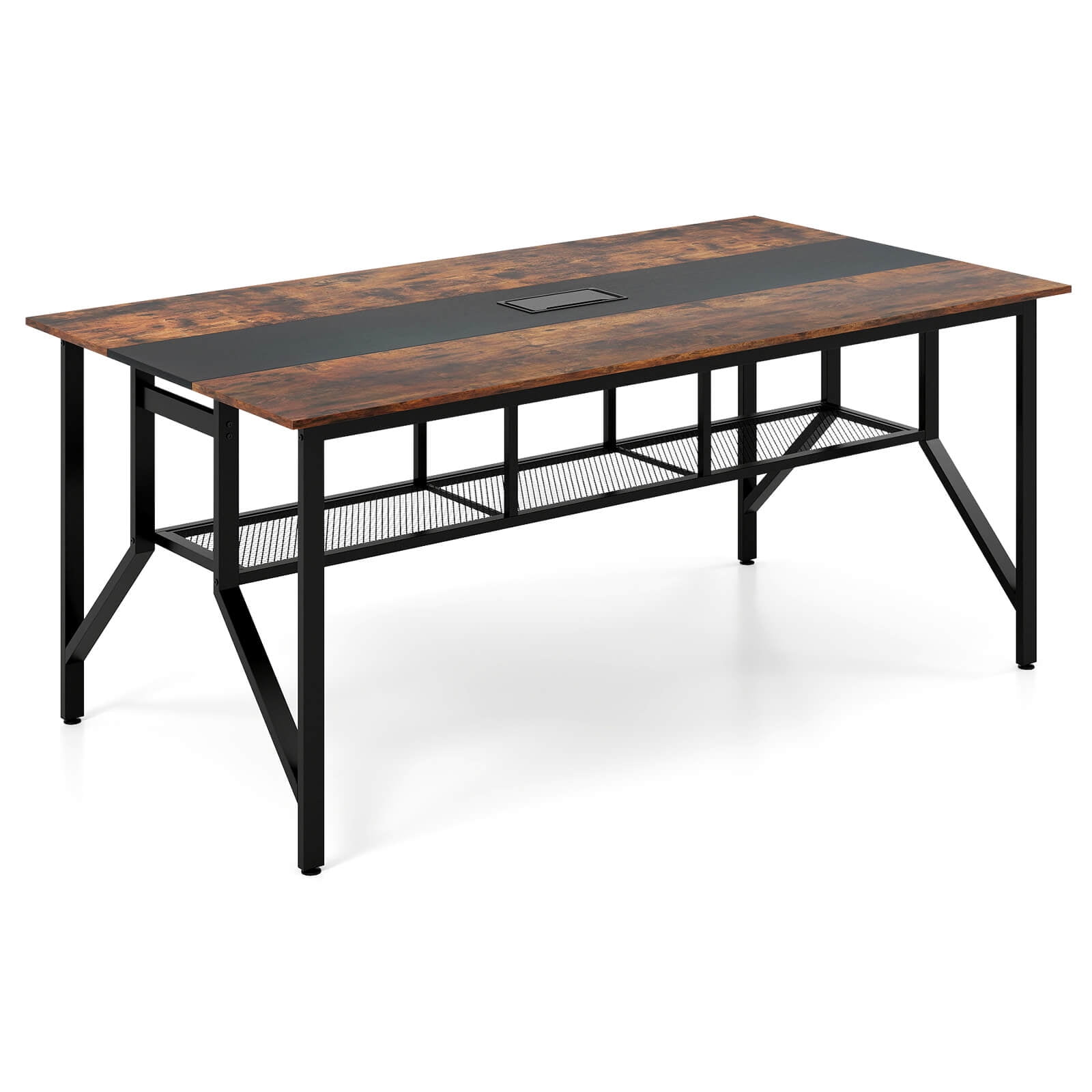 Costway 1 PCS 6 FT Conference Table with Cable Grommet & Storage Shelf ...