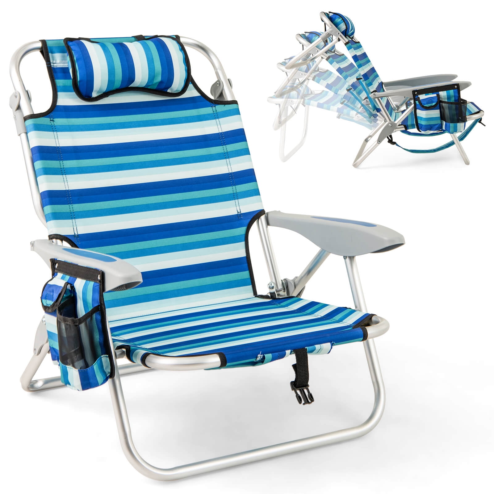 Costway 1 PCS Folding Beach Chair for Adults Lightweight Aluminum ...
