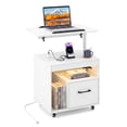 Costway 1 PCS Nightstand with Power Outlets,Modern Bedside Table with ...