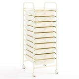 Costway 10 Drawer Rolling Storage Cart with Metal Frame, White ...