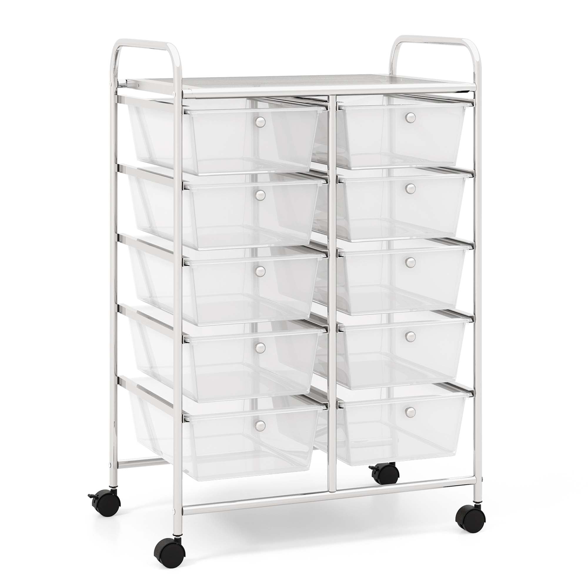 Costway 10-Drawer Organizing Container Storage Cart with Plastic Wheels ...