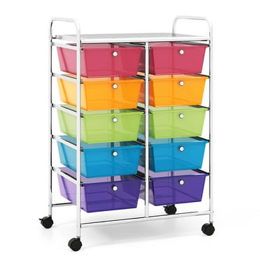 Costway 12-Drawer Multi Plastic Utility Rolling Organizer with Wheels ...