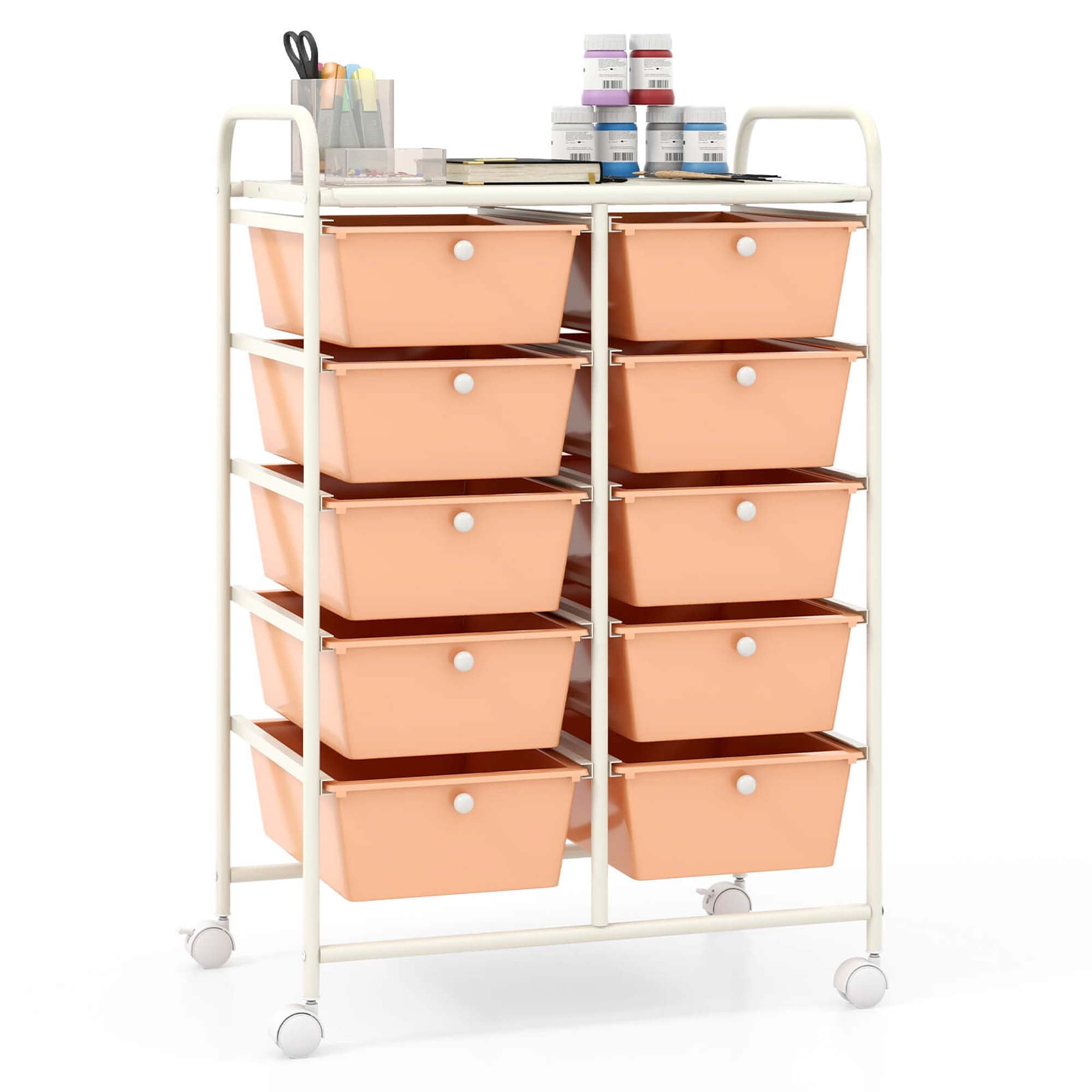 Costway 10-Drawer Storage Cart Utility Rolling Trolley Kitchen ...